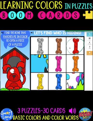 Learning Colors & Color Words in Puzzles_Boom Cards™ by Smart Land ...