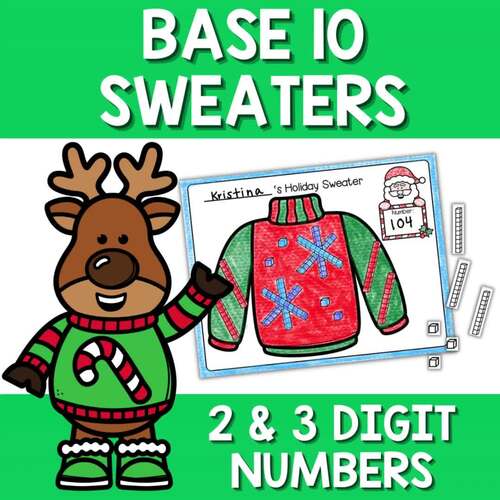 Base 10 Ten Blocks Ugly Holiday Sweater Craft Place Value | Christmas ...