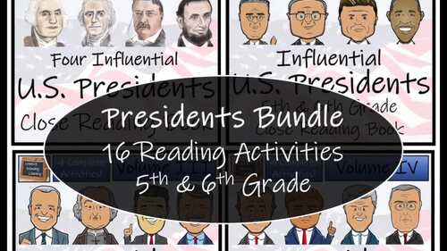 U.S. Presidents Volumes 1-4 Close Reading Book Bundle | 5th Grade & 6th ...