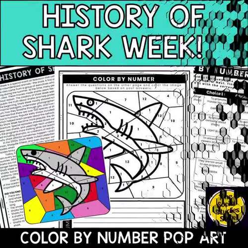 Shark Week History Color By Number Reading Comprehension Passage - Summer
