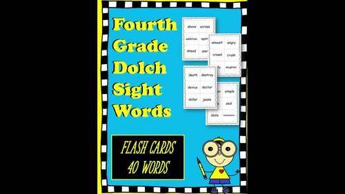 Fourth Grade Sight Word Flash Cards by Special Education Depot | TPT
