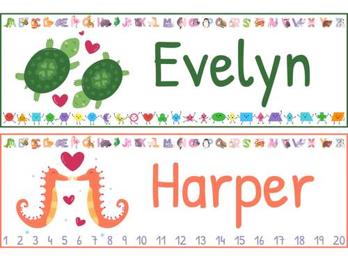 Valentine-Themed Editable Desk Name Tags, 30 Designs, Alphabet, Shapes ...
