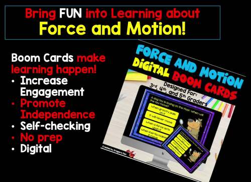 Force and Motion Digital Digital Boom Cards by Dragons Den | TPT
