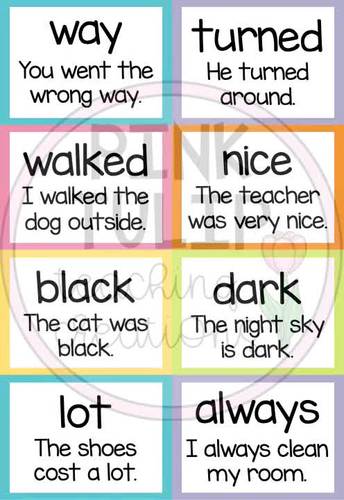 Sight Word Cards 201-300 High Frequency Words With Sentences | TPT