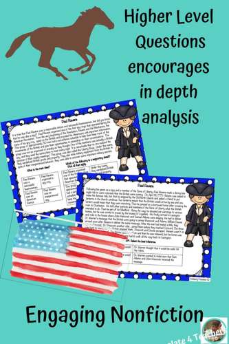 Nonfiction Reading Comprehension Lesson about Paul Revere & Other Heroes