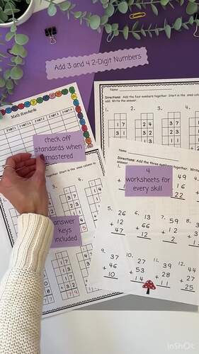 Addition with Three and Four 2 Digit Numbers, 2 NBT.6 by BXC Creations