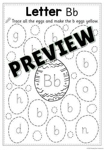 Easter Eggs Letter Tracing Worksheet Stars Alphabet | Dotted Sassoon ...
