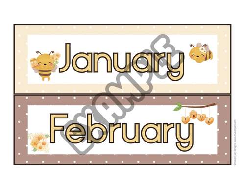 Honeybee Classroom Calendar Set for Bulletin Board or Pocket Chart