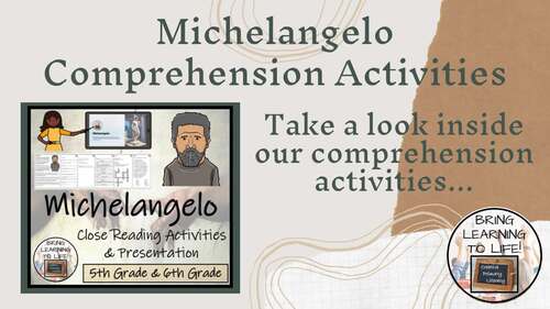 Michelangelo Close Reading Comprehension Activities | 5th Grade & 6th Grade