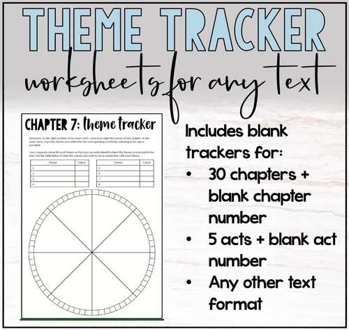 THEME TRACKER WORKSHEETS FOR ANY TEXT - ANY YEAR LEVEL | TPT