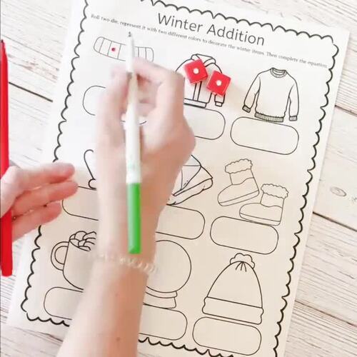 Winter Math Facts Addition Printable Game: Addition Fact Fluency Practice