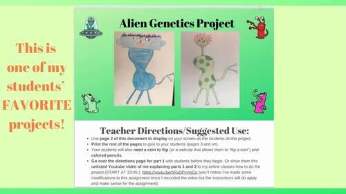 Alien Genetics Project, Mendelian Genetics, Punnett Squares, Science ...