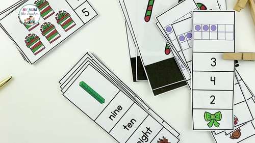 Christmas Count to 10 Clip Cards by My Mum the Teacher | TPT