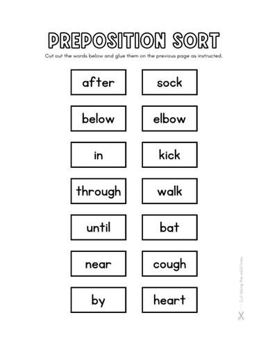 PREPOSITIONS Worksheets, Parts of Speech, Differentiated | TPT