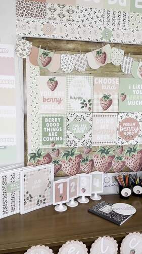 Vintage Strawberry Classroom Decor Bundle - EDITABLE by My Taylored ...