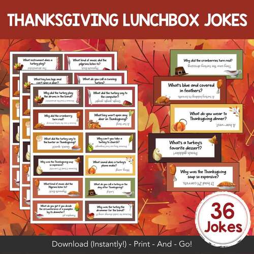 Thanksgiving Lunch Box Jokes & Notes - Back to School Daily Jokes for ...