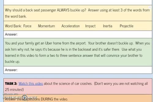 The Physics of Traffic Laws HS-PS2-2---Distance Learning by Happy ...