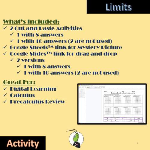 Calculus Limits Cut and Paste Activity with Mystery Picture in Digital ...