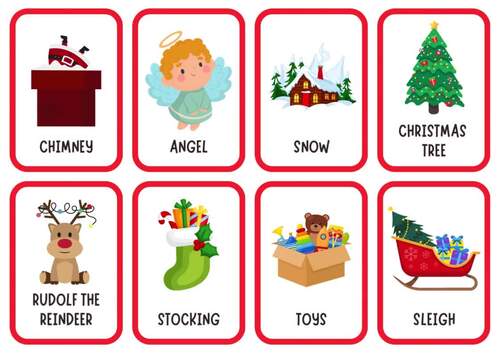 Christmas Double-sided Flashcards For Kids in English by The Digivita