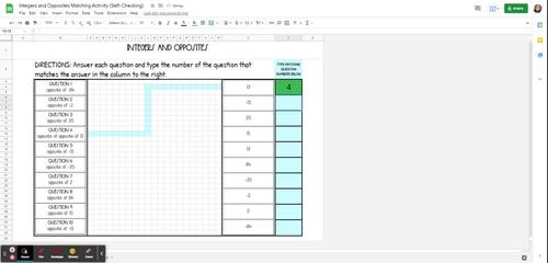 Integers and Opposites Matching Activity (Digital + Printable) | TPT