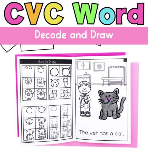 Decodable Readers CVC Words Set 1 | Decode and Draw Books | Science of ...