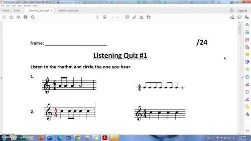 Music Theory - Listening Quiz 1 by Kreativities by Kristen | TPT