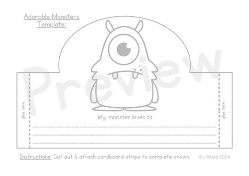 Monster Crown and Headband Craft Templates | Fun Writing Prompt Activities