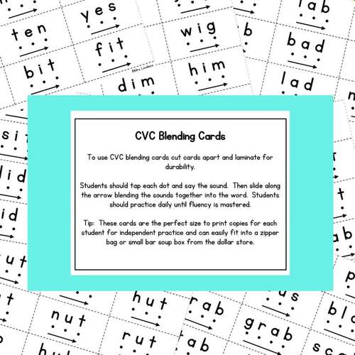 CVC Decoding Segmenting Blending Flash Cards | CVC Fluency Practice