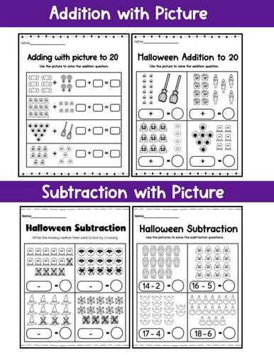 Halloween Math Bundle | Addition, Subtraction, Comparing ...