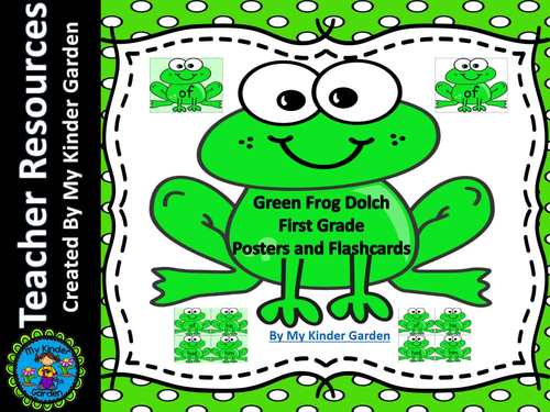 Green Frog Dolch Sight Word Flash Cards & Posters 1st Grade High ...