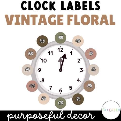 Vintage Floral Clock Labels | Vintage Classroom Decor by My Taylored ...