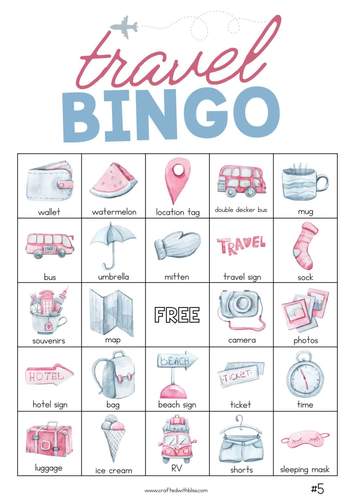 50 Travel Bingo Cards (5x5), Travel Theme Games | TPT
