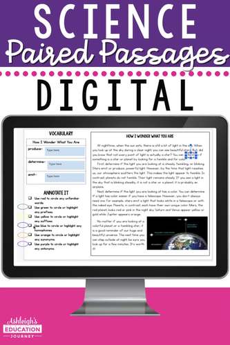 Science Paired Passages | Print and Digital for Distance Learning by ...