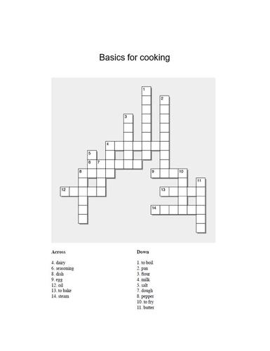 French Cooking Vocabulary Crossword by Real Life Language | TPT