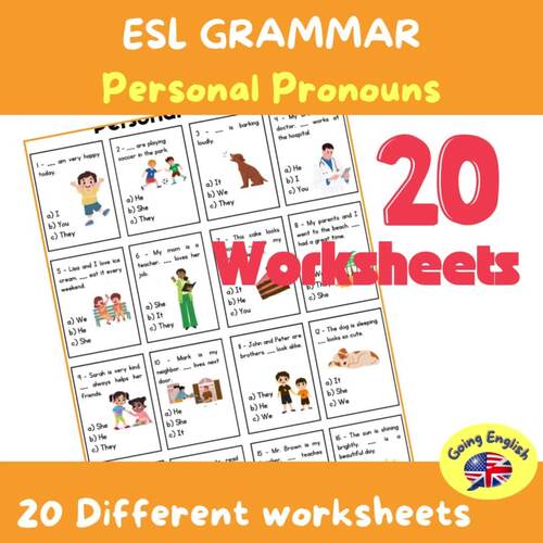 GRAMMAR: Personal Pronouns - 20 WORKSHEETs – Printable & Ready to Use!