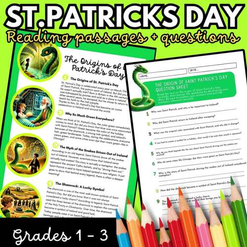 St Patricks Day Reading Comprehension Passage with Questions | Grades 1 ...