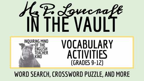"In the Vault" by H.P. Lovecraft Vocabulary Games and Activities for ...