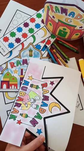 Ramadan Crown Craft, Ramadan Hat Headband Coloring Pages Activities
