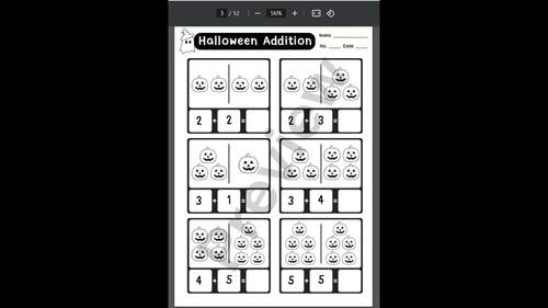Halloween Addition with Picture | Adding to 20 | Adding Picture Worksheets