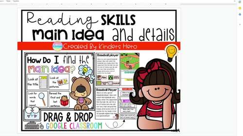 Main Idea and Details Characters and Settings for Google Slide Distance ...