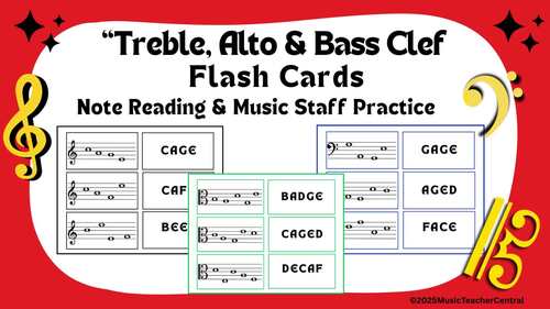 Treble Clef Flash Cards – Note Reading & Music Staff Practice | TPT