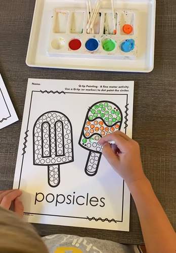 Q tip Dot Painting Fourth of July A Fine Motor Activity | TPT