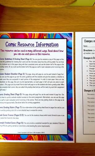 Changes in States of Matter Comic Project for the Phase Changes with Rubric