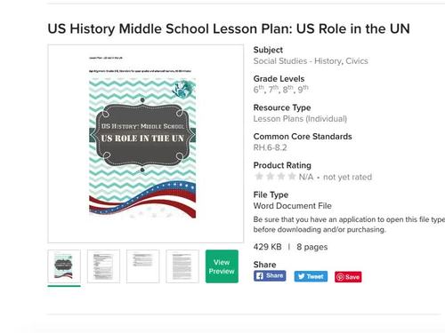 US History Middle School Lesson Plan: US Role in the UN | TPT