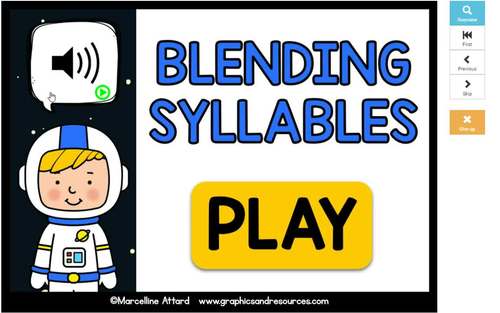 BLENDING SYLLABLES BOOM CARDS ACTIVITY PHONOLOGICAL AWARENESS DIGITAL ...