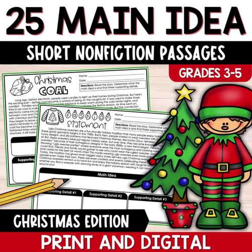 Christmas Main Idea and Supporting Details Activities Winter Passages ...
