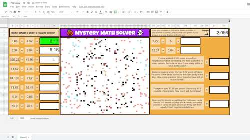 Halloween - Decimals Digital Math Activity - Pixel Art by Teach With Rachel