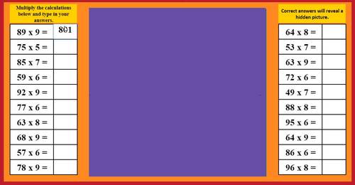 Mystery Digital Pixel Art NO PREP - Owl 2-digit by 1-digit Multiplication