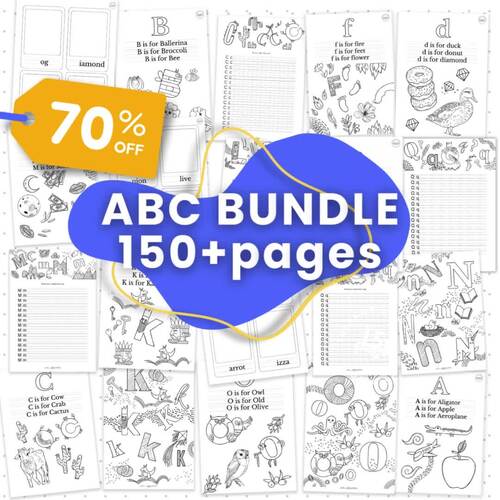 150+ pages Bundle Letters A-Z Worksheet Set Hand-drawn | Learning ...