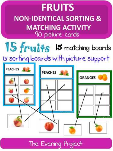 FRUITS NON-IDENTICAL SORTING & MATCHING ACTIVITY with real photos